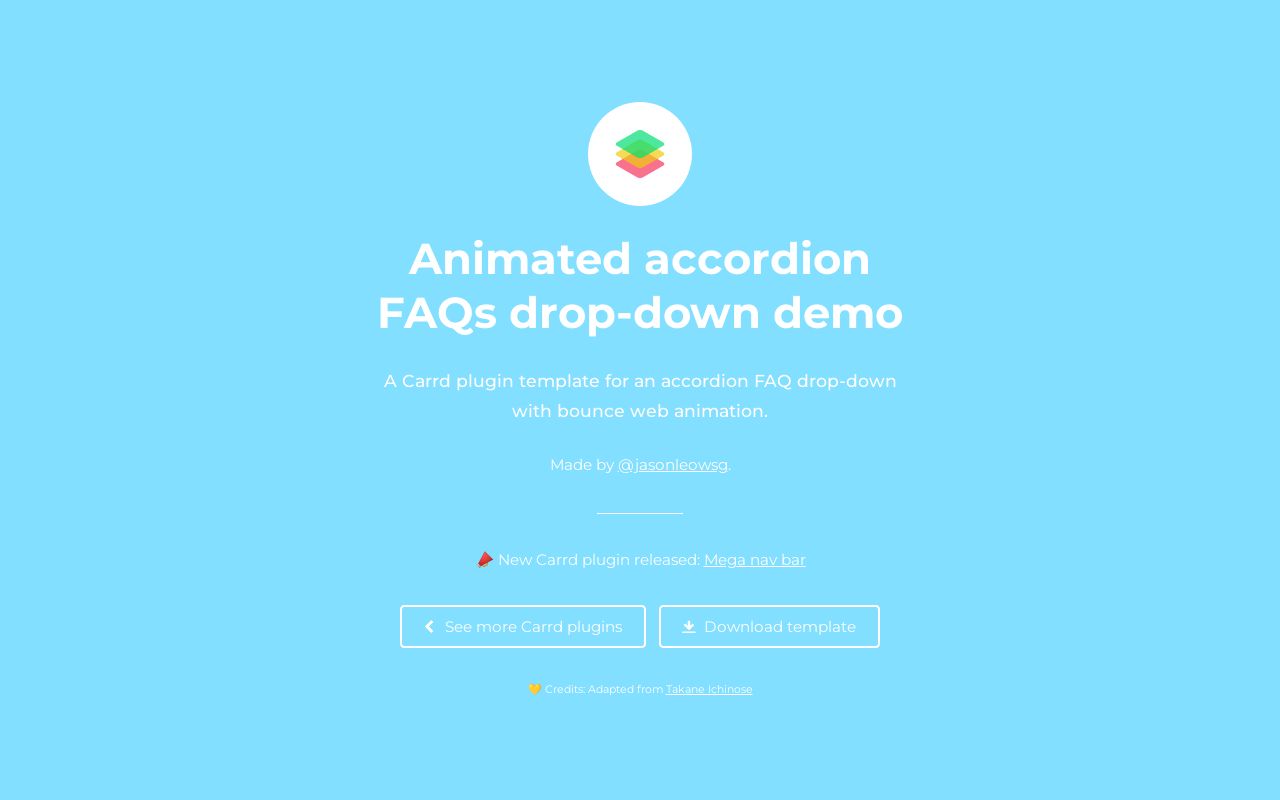 Animated accordion FAQs drop-down demo